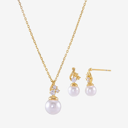 Click here for Sparkle Allure Womens Simulated Pearl 14K Gold Ove... prices