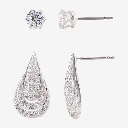 Click here for Sparkle Allure Womens Cubic Zirconia 2 Pair Earrin... prices