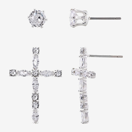 Click here for Sparkle Allure Womens Cubic Zirconia Cross 2 Pair... prices