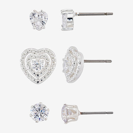 Click here for Sparkle Allure Womens Cubic Zirconia Heart 3 Pair... prices