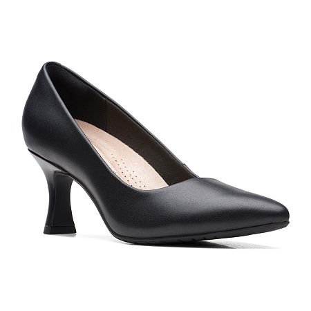 Clarks Womens Kataleyna Gem Pointed-Toe Comfort Pumps - Black Leather
