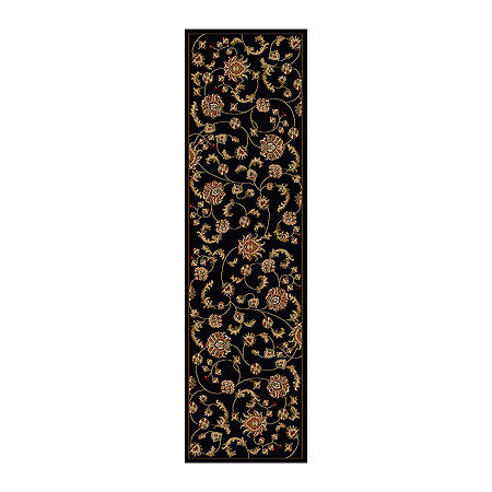Closeout! Km Home Pesaro Flores 22 x 77 Runner - Black