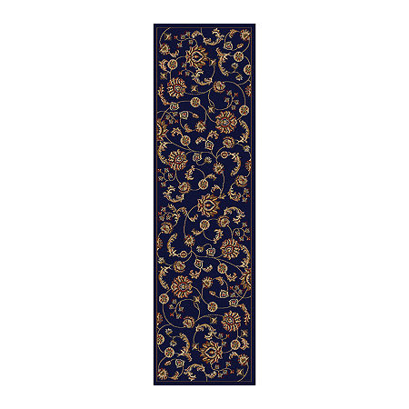 Closeout! Km Home Pesaro Flores 22 x 77 Runner - Navy