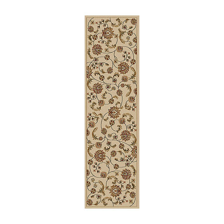 Closeout! Km Home Pesaro Flores 22 x 77 Runner - Ivory