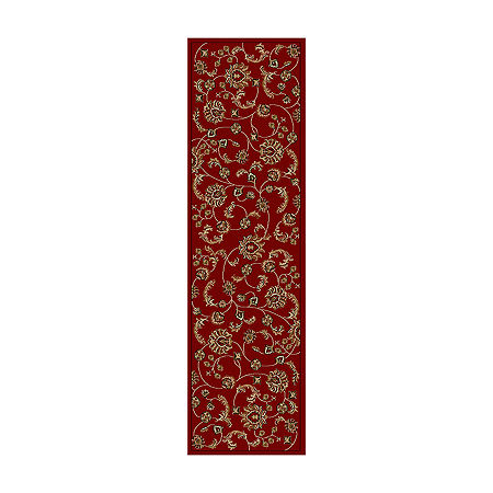 Closeout! Km Home Pesaro Flores 22 x 77 Runner - Red
