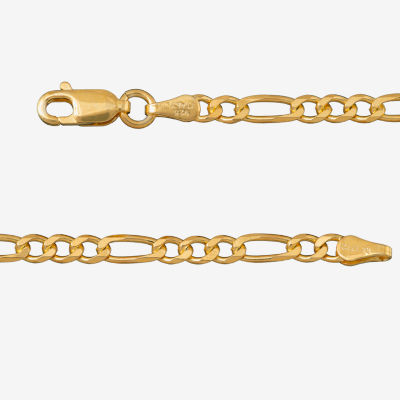 Made in Italy Mens 24K Gold Over Silver 24 Inch Figaro Chain Necklace