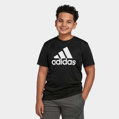 adidas Big Boys Short Sleeve Aeroready Performance Logo T-shirt - Black