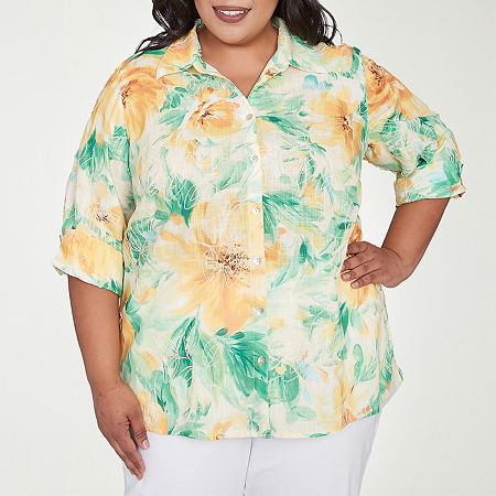 Click here for Alfred Dunner Rise And Shine Womens Plus Cuffed 3/... prices