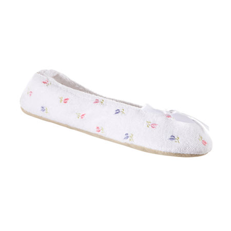 Womens Isotoner Embroidered Terry Ballet Slippers
