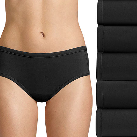 Hanes Womens 5-Pk. Ultimate ComfortSoft Hipster Underwear 41W5CS - Black
