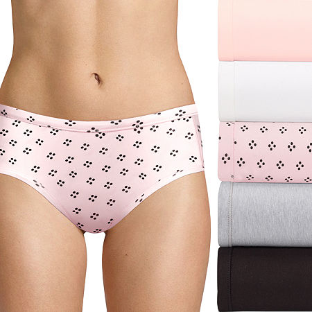 Hanes Womens 5-Pk. Ultimate ComfortSoft Hipster Underwear 41W5CS - Pink Dot
