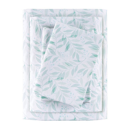 Madison Park Essentials Printed Cotton Percale 4-Pc. Sheet Set  Full - Green Leaves