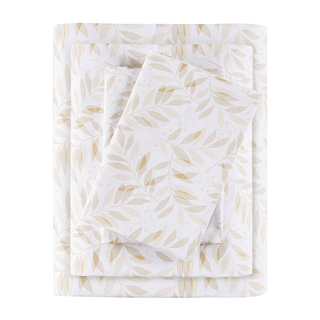 Madison Park Essentials Printed Cotton Percale 4-Pc. Sheet Set  Full - Tan Leaves