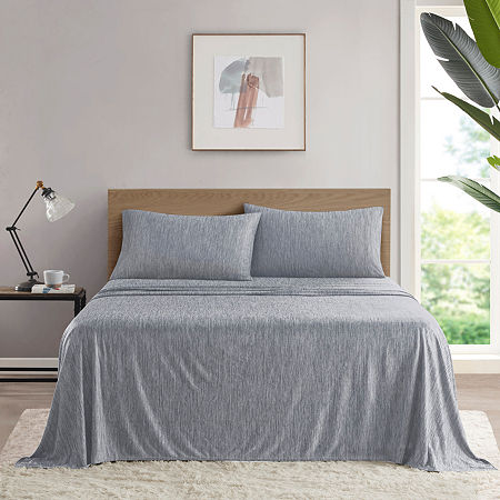 Urban Habitat Comfort Cool Jersey Knit Nylon Blend 4-Piece Sheet Set  Queen - Gray