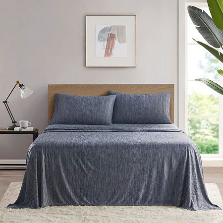 Urban Habitat Comfort Cool Jersey Knit Nylon Blend 3-Piece Sheet Set  Twin - Navy