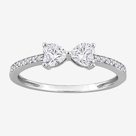 Click here for Duo Heart Womens Lab Created White Moissanite Ster... prices