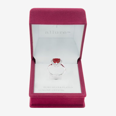 Sparkle Allure Womens Red Crystal Pure Silver Over Brass Heart Halo ...