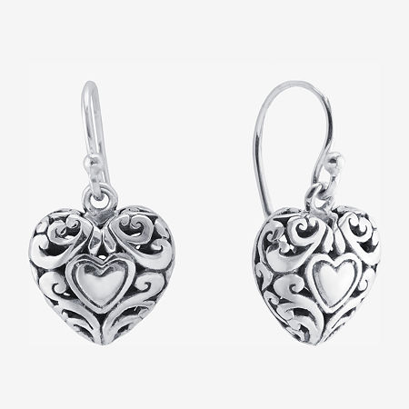 Click here for Bali Inspired Womens Sterling Silver Heart Drop Ea... prices