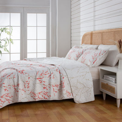 Linery Cherry Blossom Floral Reversible Quilt Set GB90929, Color ...