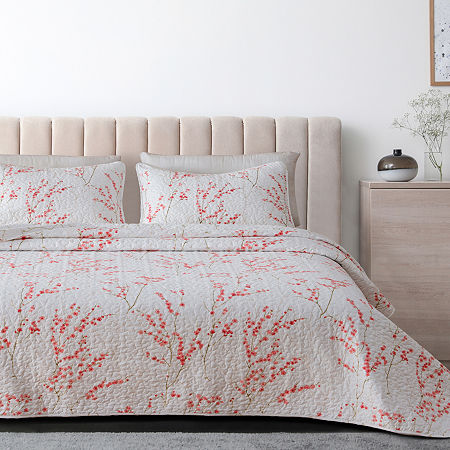 Click here for Linery Cherry Blossom Floral Reversible Quilt Set... prices
