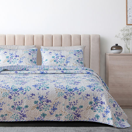 Click here for Linery Blue Floral Reversible Reversible Quilt Set... prices