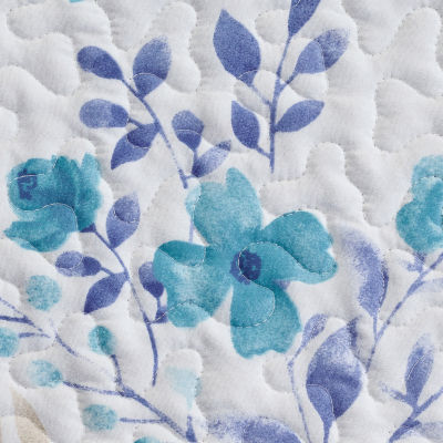 Linery Blue Floral Reversible Reversible Quilt Set GB90941, Color ...