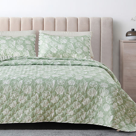Click here for Linery Green Seashell Reversible Quilt Set  One Si... prices