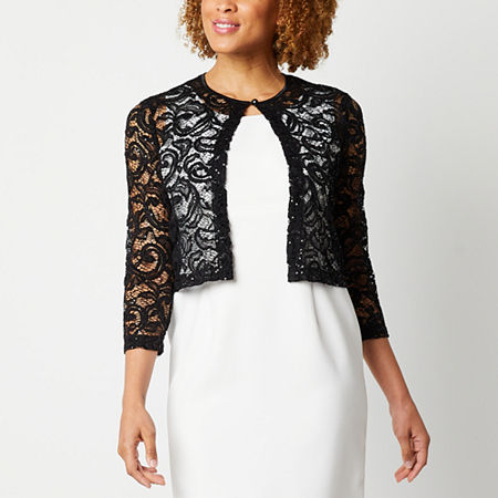 Click here for Perceptions Womens 3/4 Sleeve Sequin Lace Shrug  S... prices