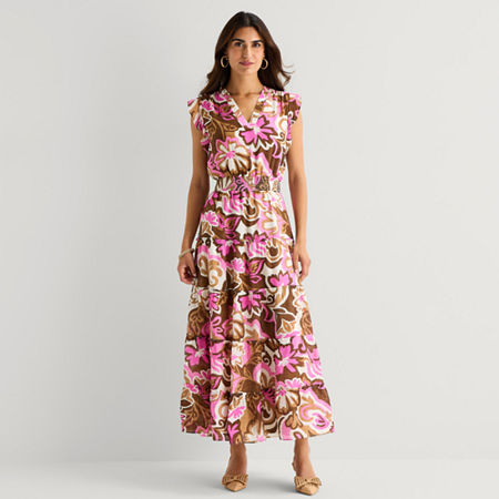 Click here for MSK Womens V Neck Sleeveless Flutter Maxi Dress  M... prices