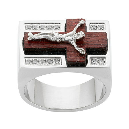 Click here for Mens Cubic Zirconia Stainless Steel & Wood Crucifi... prices