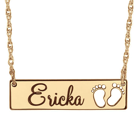 Click here for Personalized Baby Name and Footprint Bar Pendant N... prices