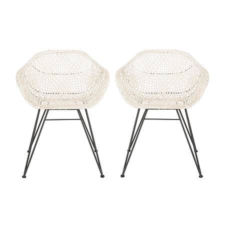 Wynona Leather Woven Dining Chair - White