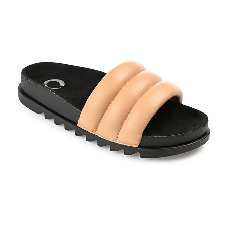 Journee Collection Womens Lazro Puff Sandals - Tan