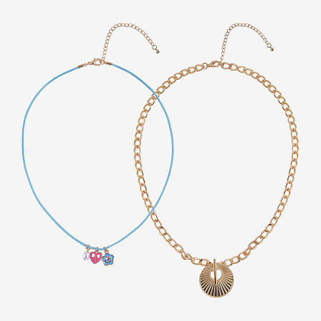 Click here for Arizona Gold Tone Womens Glass Heart 2-pc. Necklac... prices