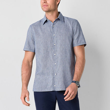 Click here for Stafford Linen Blend Mens Short Sleeve Regular Fit... prices