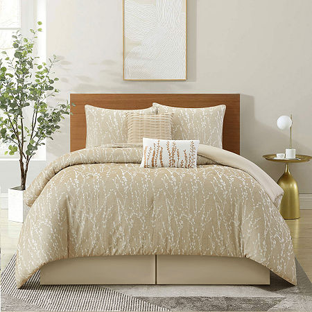 Stratford Park Priya Floral 6-Pc. Comforter Set  California King - Taupe