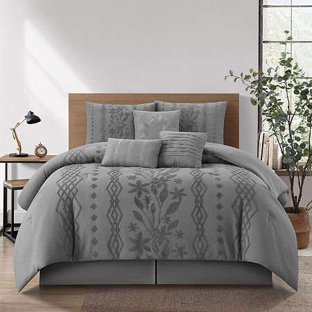 Stratford Park Lexia Leaves 7-Pc. Comforter Set  California King - Gray