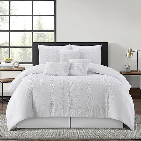 Stratford Park Lexia Leaves 7-Pc. Comforter Set  California King - White
