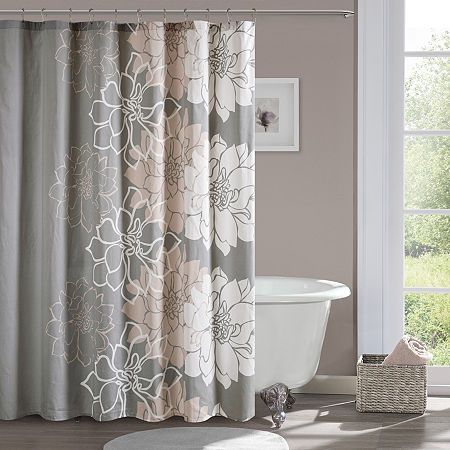 Madison Park Lola Floral Cotton Shower Curtain  72 x 72 - Blush