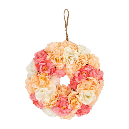 Click here for Northlight 8in Pink And White Peony Floral Wreath... prices