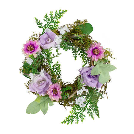 Click here for Northlight 8in Mini Rose Foliage Pink Purple Wreat... prices