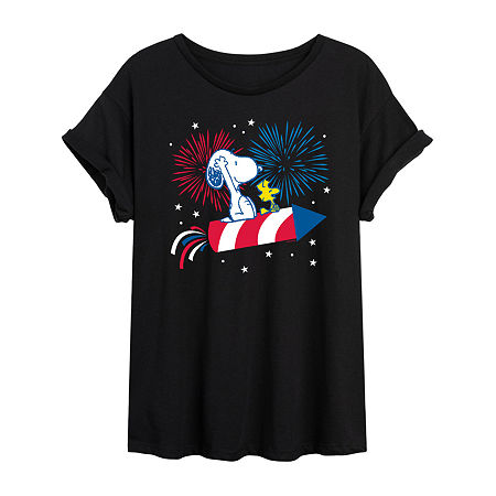 Click here for Snoopy And Woodstock Firecracker Womens Crew Neck... prices