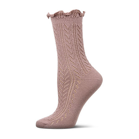 Click here for MeMoi Pointelle Womens 1 Pair Crew Socks  9-11  Pi... prices