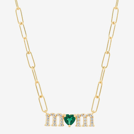 Click here for Mom Womens Lab Created Green Emerald 14K Gold Over... prices