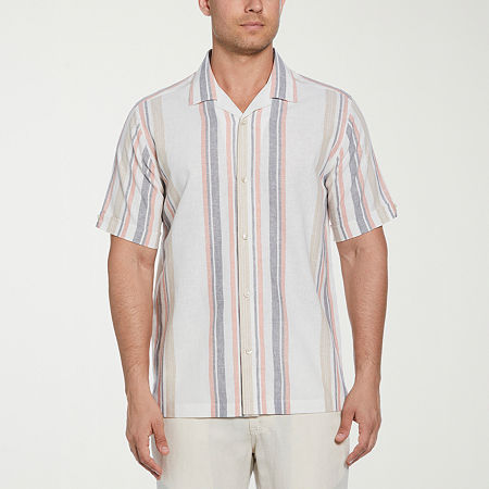 Click here for Cubavera Mens Short Sleeve Striped Panel Button-Fr... prices