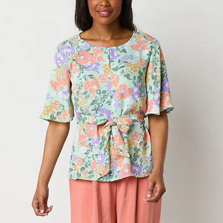 Click here for Liz Claiborne Womens Keyhole Neck Short Sleeve Sat... prices