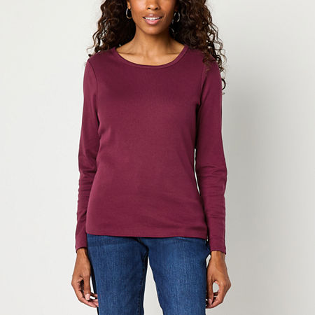 Click here for St. Johns Bay Womens Crew Neck Long Sleeve Tall T-... prices