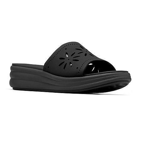 Click here for Clarks Cloudsteppers Womens Drift Floral Wedge San... prices