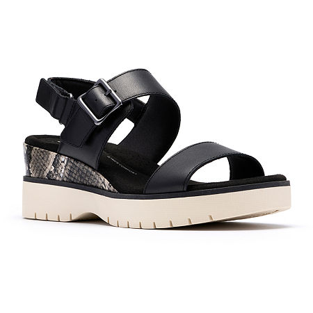 Click here for Clarks Womens Diaz Rose Wedge Sandals  8 Wide  Bla... prices