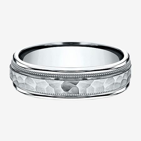 Click here for Mens 10K White Gold 6mm Hammered Band  12 1/2  Whi... prices